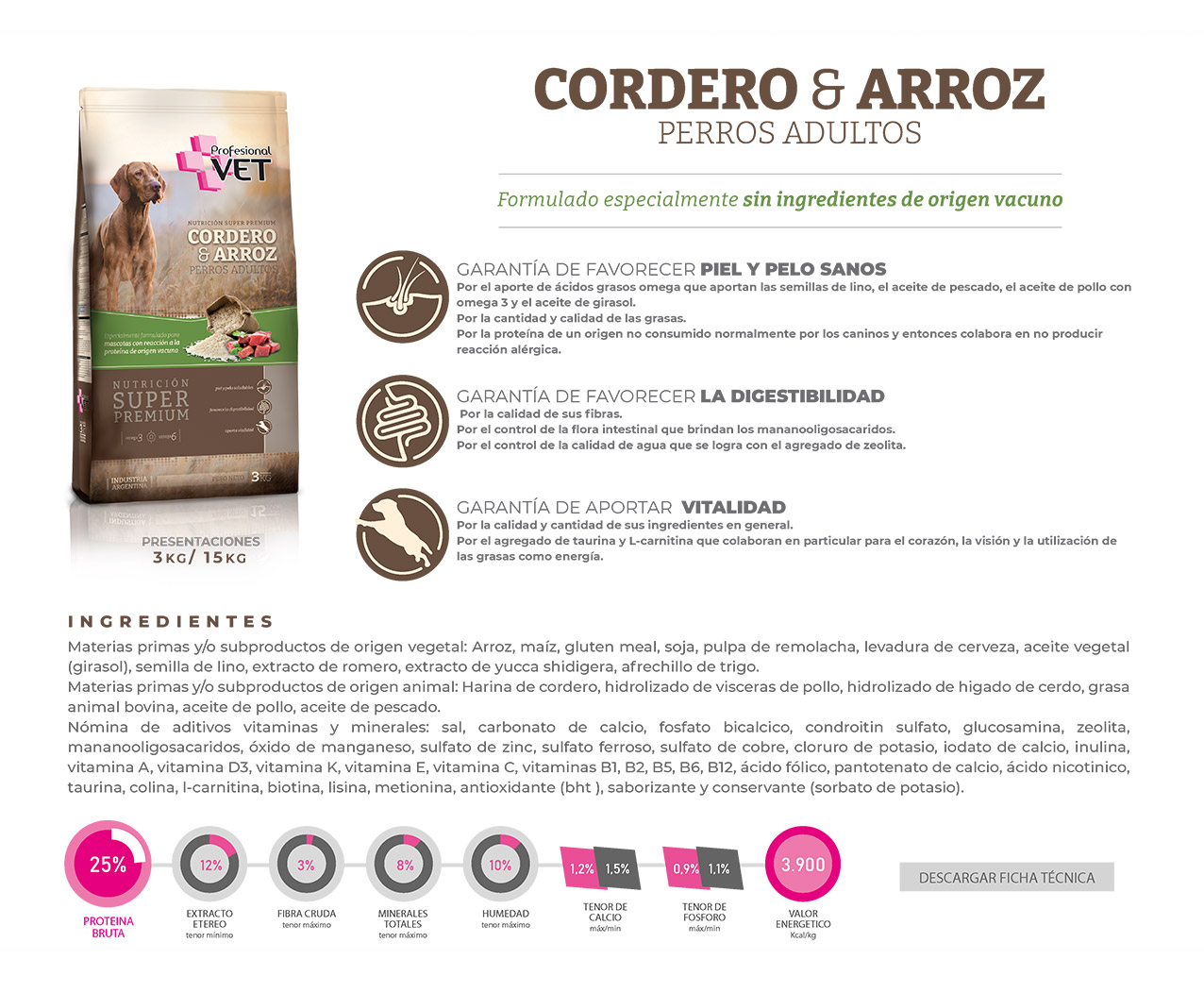 Profesional Vet Super Premium Cordero y Arroz | Delypet